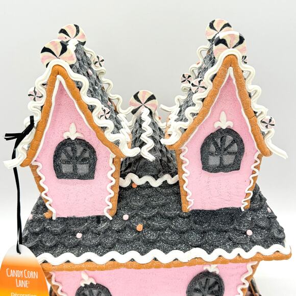 Candy Corn Lane | Holiday | Pink Halloween Gingerbread Haunted House ...